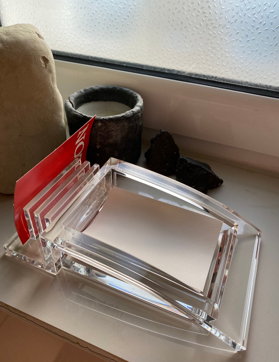 Guzzini Lucite Note Pad Holder 1980s New in a Box, Vintage Clear ...