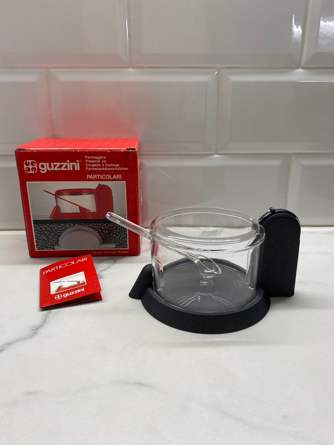 Guzzini Preserve Jar Black Matt & Clear Acrylic for Parmesan, Sugar Etc ...