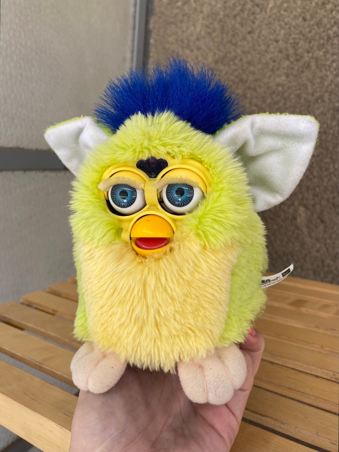 Lime Yellow Furby Kiwi 1998 WORKING With Blue Eyes, Old Vintage Furby ...