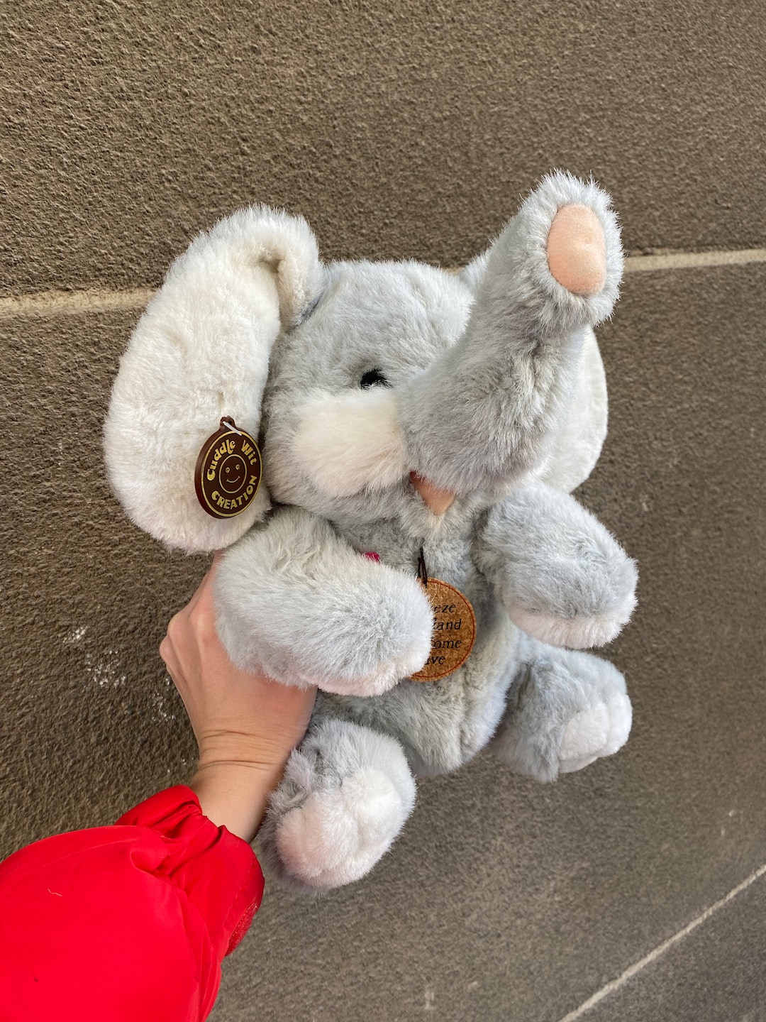 Musical Grey Elephant Plush Toy Cuddle Wit Creation 1990s, Vintage Soft ...