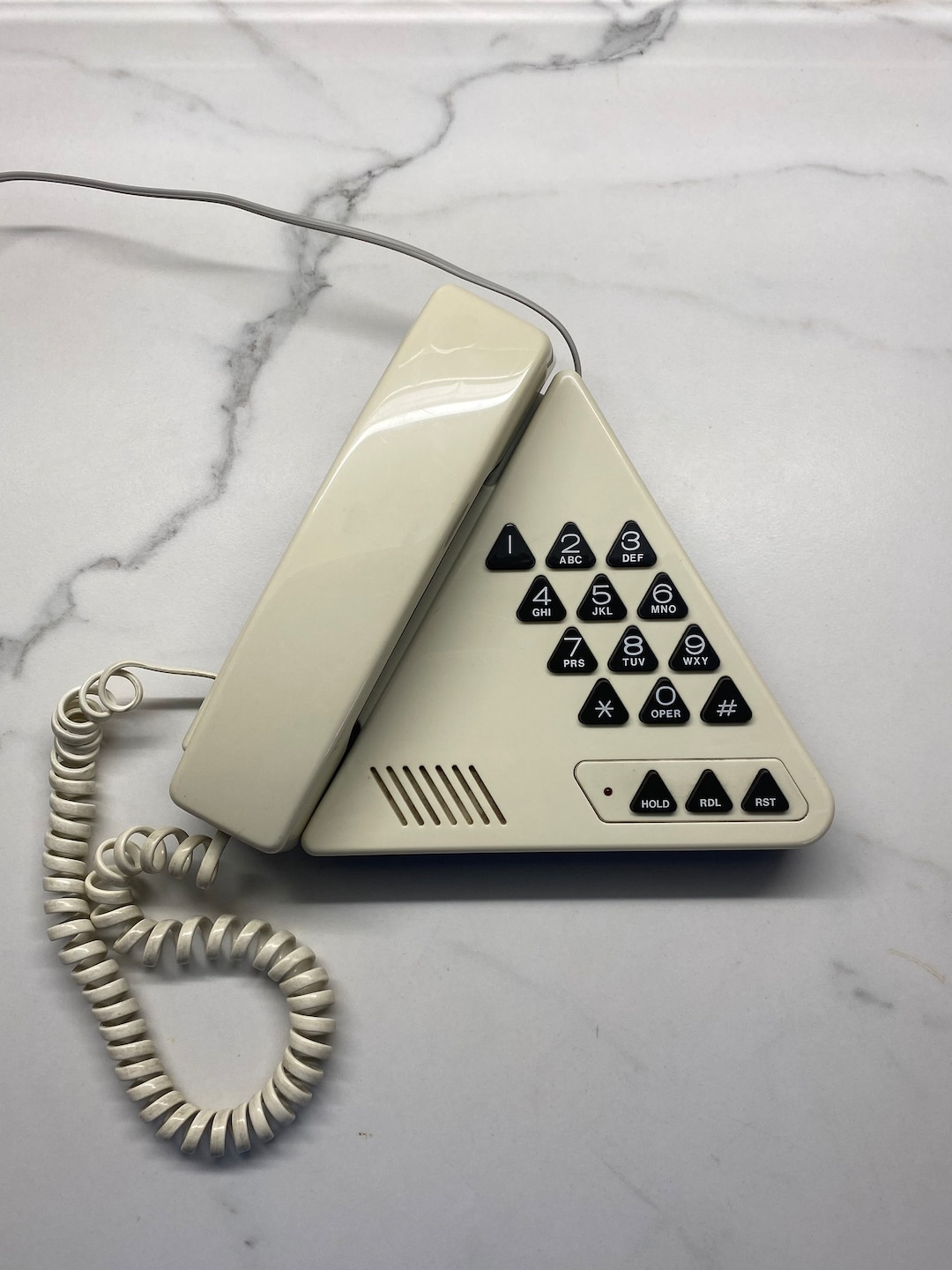 Vintage Triangle Phone 1980-90s Made in Hong Kong, White & Black ...