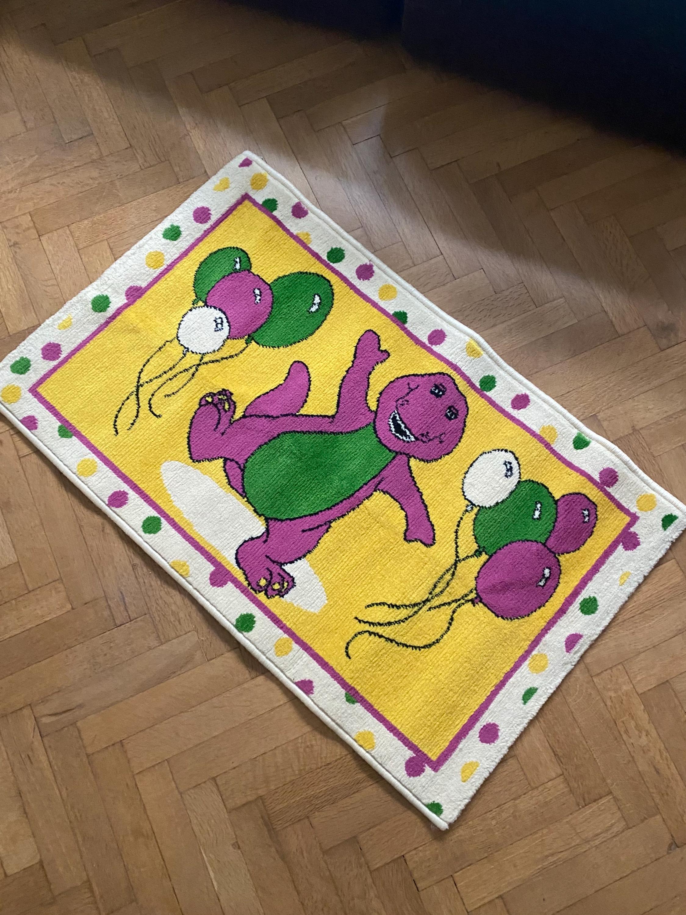 Vintage Barney the Dinosaur Small Rug: 1998 Kids Bedside Mat - Etsy