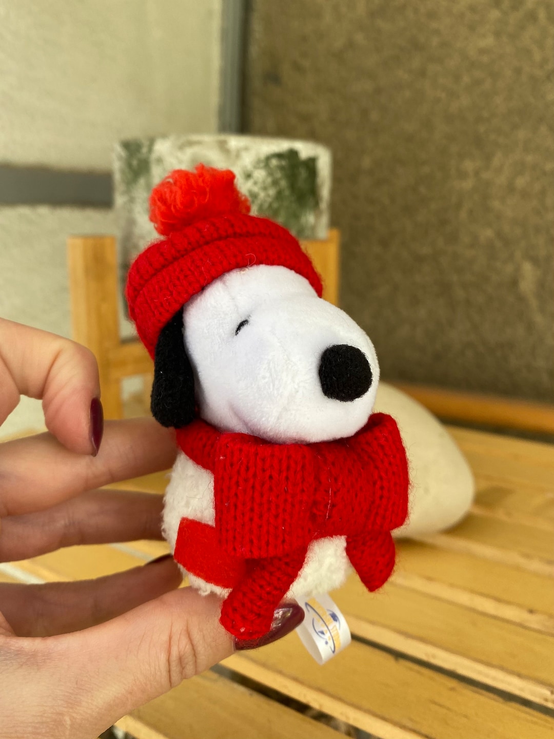 Rare Small Snoopy Plush Keychain in Red Hat, Scarf and Gloves Japan ...