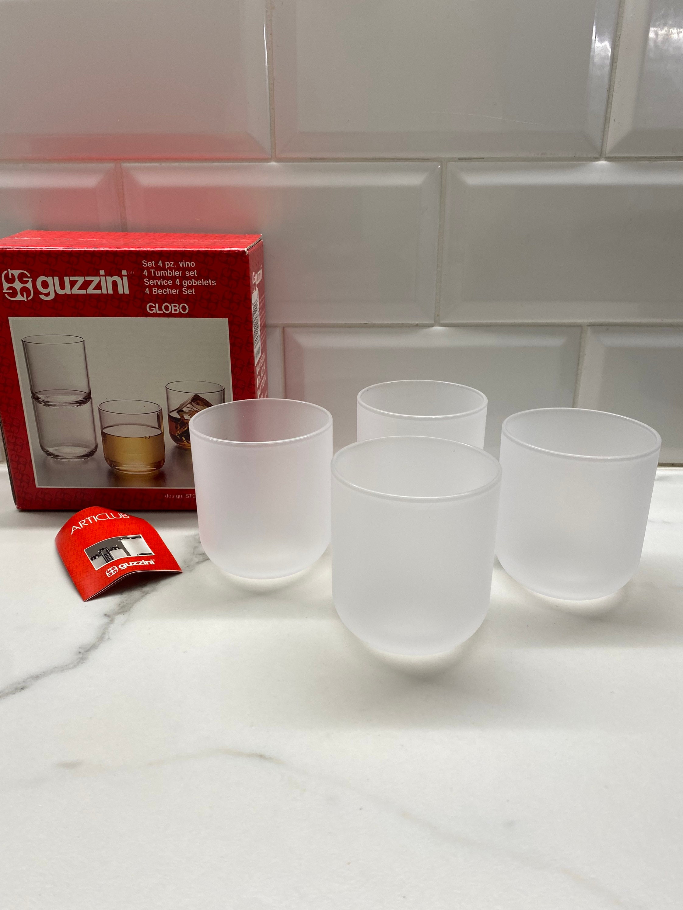 Guzzini Vintage Tumbler Set 4 White Frosted Plastic Glasses - Etsy