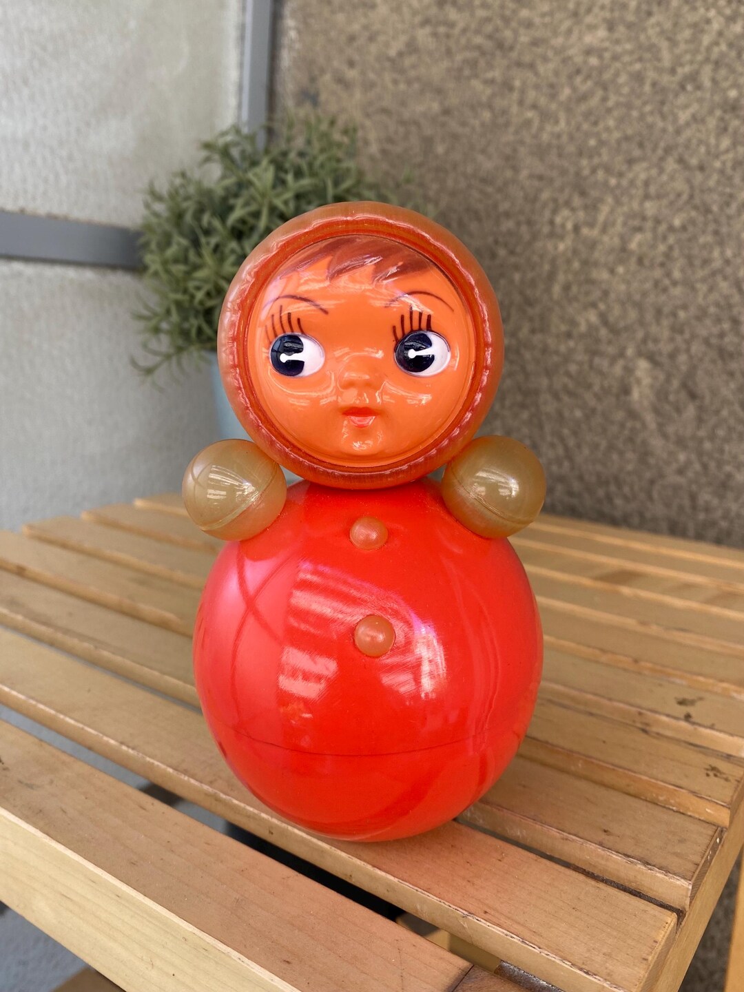 Old Vintage Roly-poly Doll Plastic/celluloid Toy With Sound 1950-70s ...
