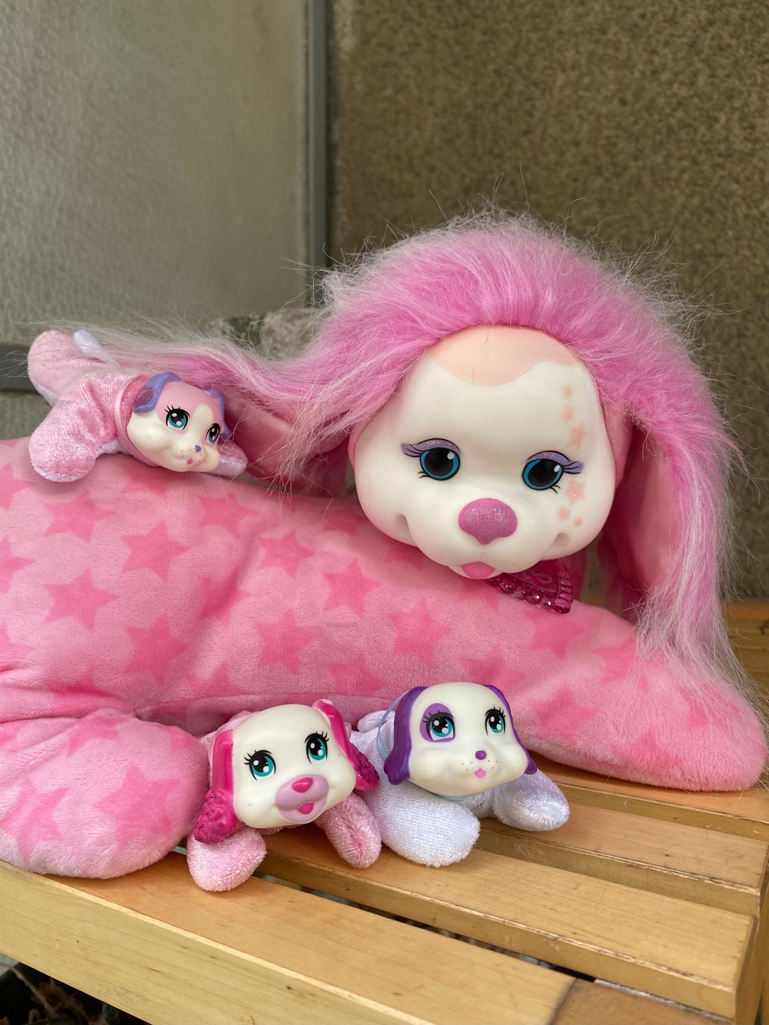 Puppy Surprise Plush Stuffed Toy: Pink Mama Dog With 3 Puppies - Etsy