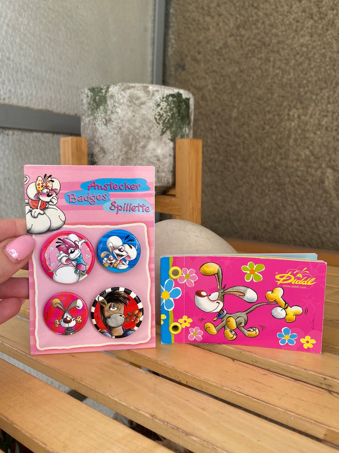 Vintage Diddl & Diddlina Pins and Notepad Set - Thomas Goletz 1990s ...