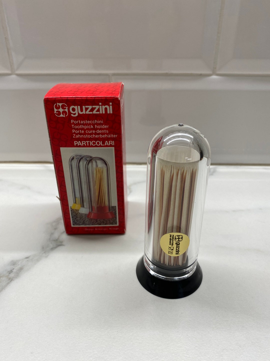 Italian Vintage Toothpick Holder by Guzzini New in Box Unused, Black ...