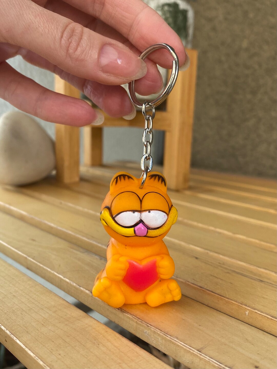 Garfield the Cat Rubber Keychain, Collectable Tabby Cat Garfield Small ...
