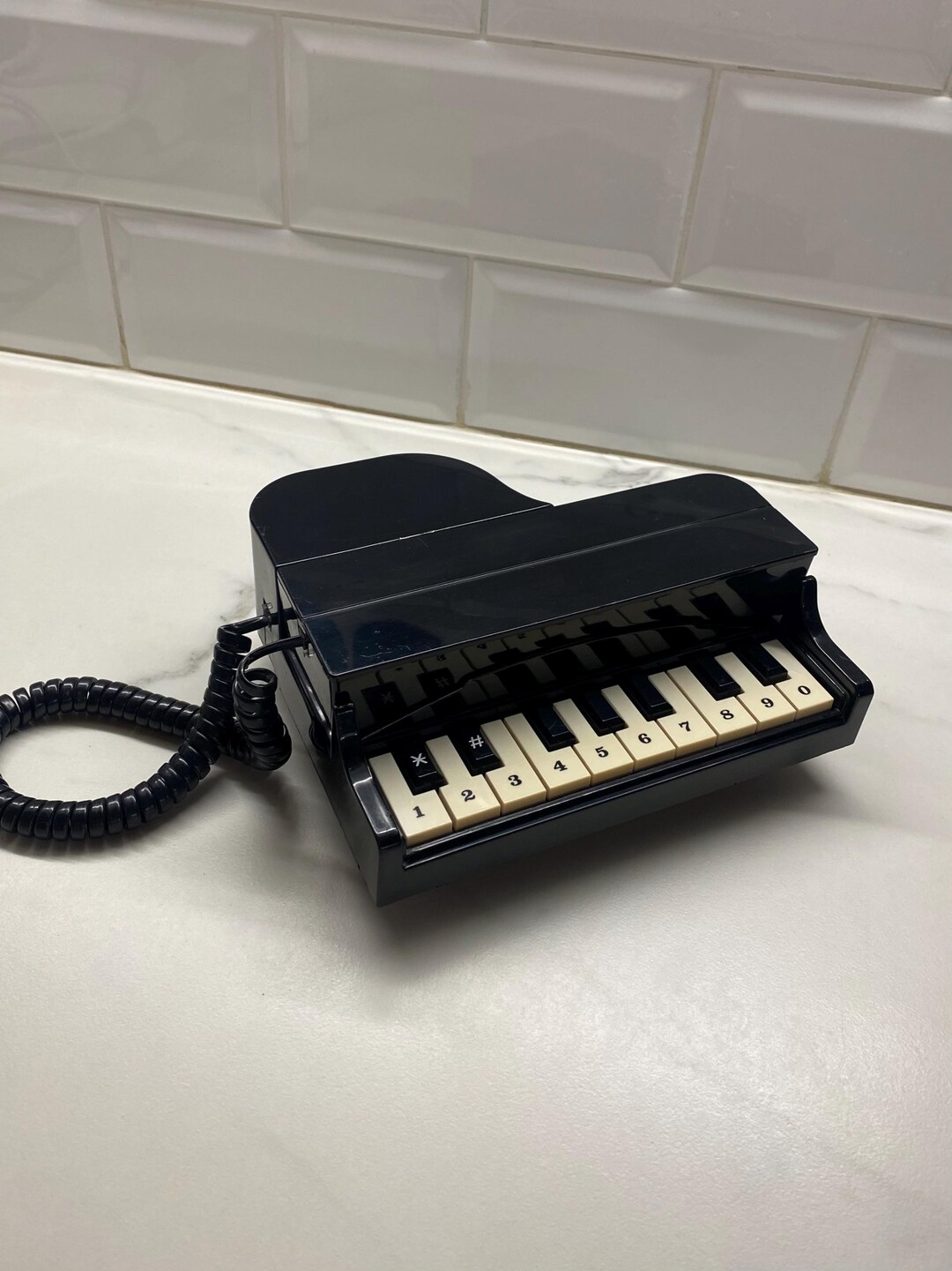 Vintage Black Piano Telephone 1980-90s Made in Taiwan WORKING ...