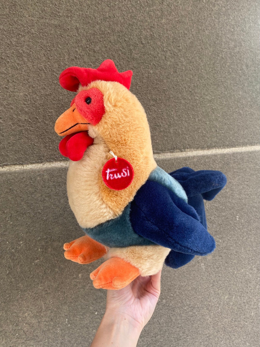 Colorful Rooster Plush Toy Trudi, Red Blue Beige Stuffed Birds and ...