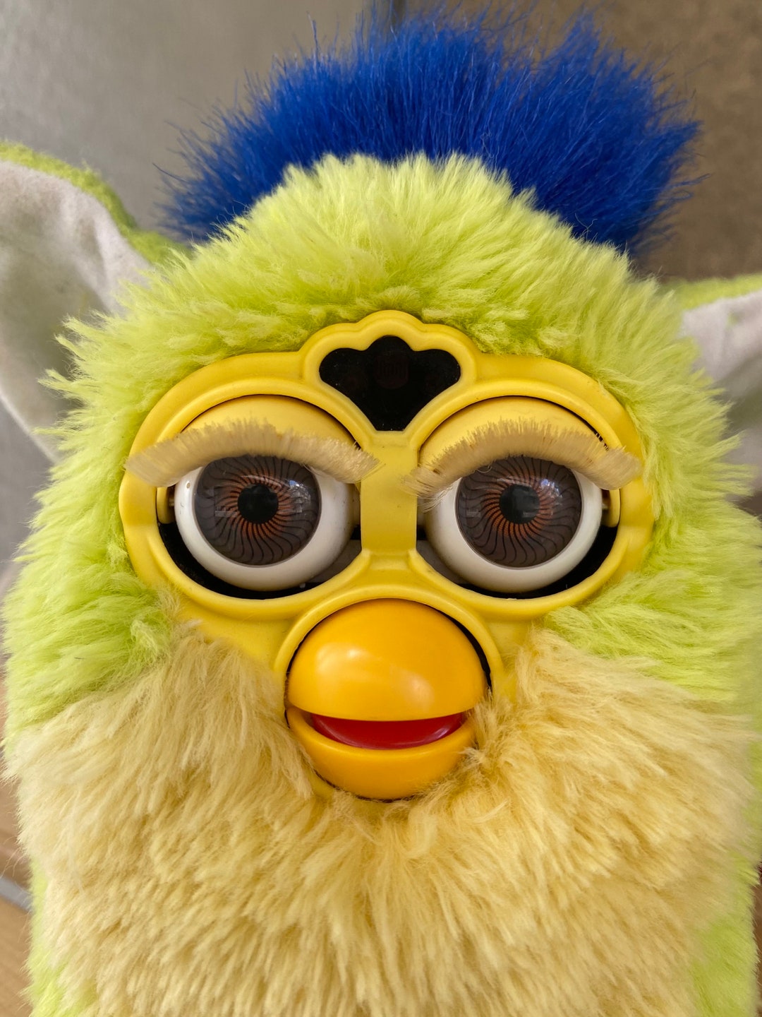 Lime Yellow Furby Kiwi 1998 WORKING With Brown Eyes, Old Vintage Furby ...