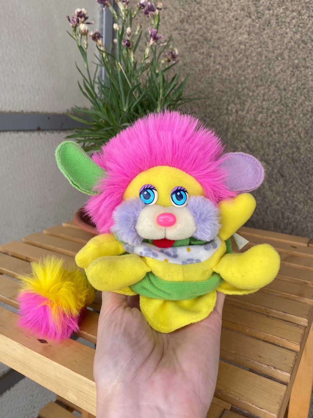 Yellow Flower Popples Plush Toy 1980s, Vintage Yellow Pink Purple Green ...
