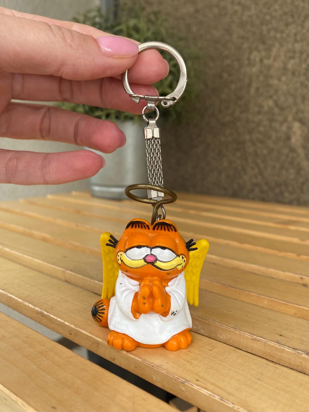Vintage Garfield Angel Pvc Keychain Figure 1978/1981 Bully Made in West ...