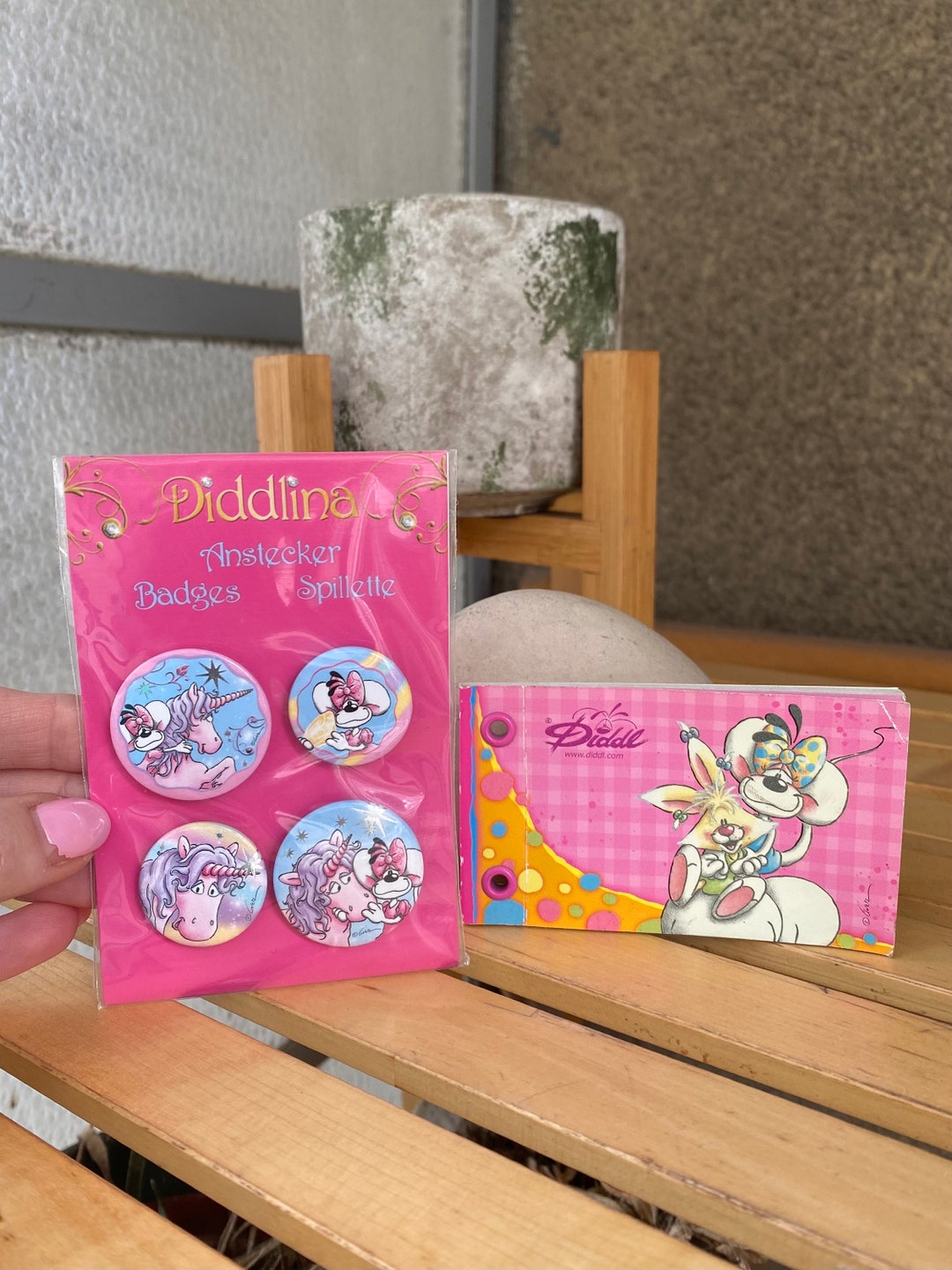 Cute Vintage Diddlina Set of 4 Pins & Small Notebook by Thomas Goletz ...