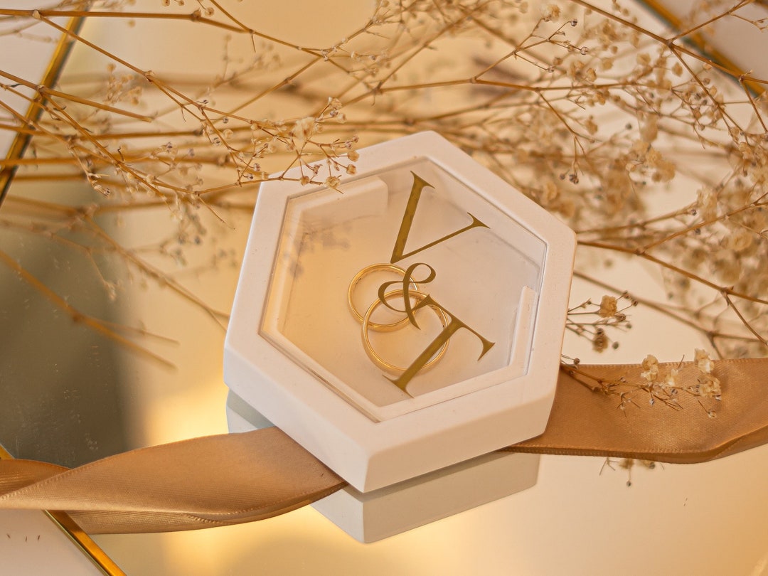 Modern Hexagonal Ring Box With Personalized Acrylic Disc | A Special ...