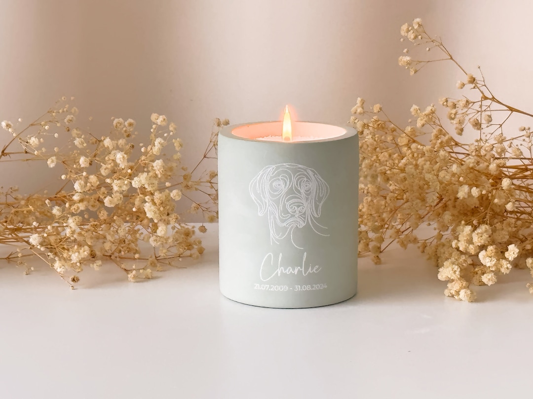 Personalized Memorial Candle for Deceased Dogs – Engraved Glass Candle ...