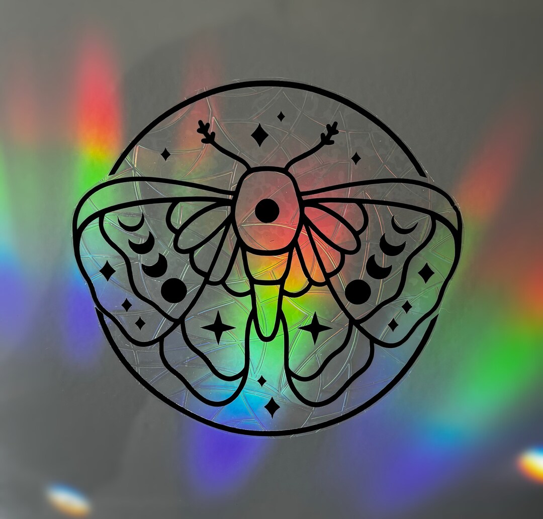 Luna Moth Celestial Rainbow Window Cling - Etsy