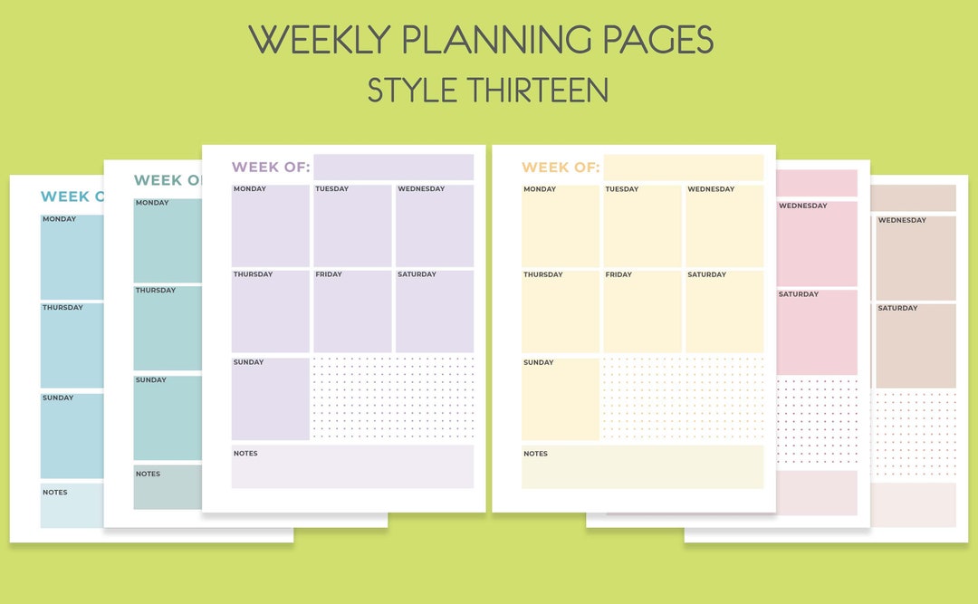 Weekly Planner Page, Printable Weekly Schedule, Digital Week Planner ...