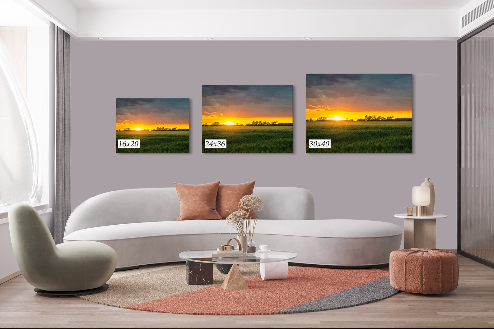 Sunset Sunrise Canvas Wall Art Print Landscape Stormy Sky Acrylic ...