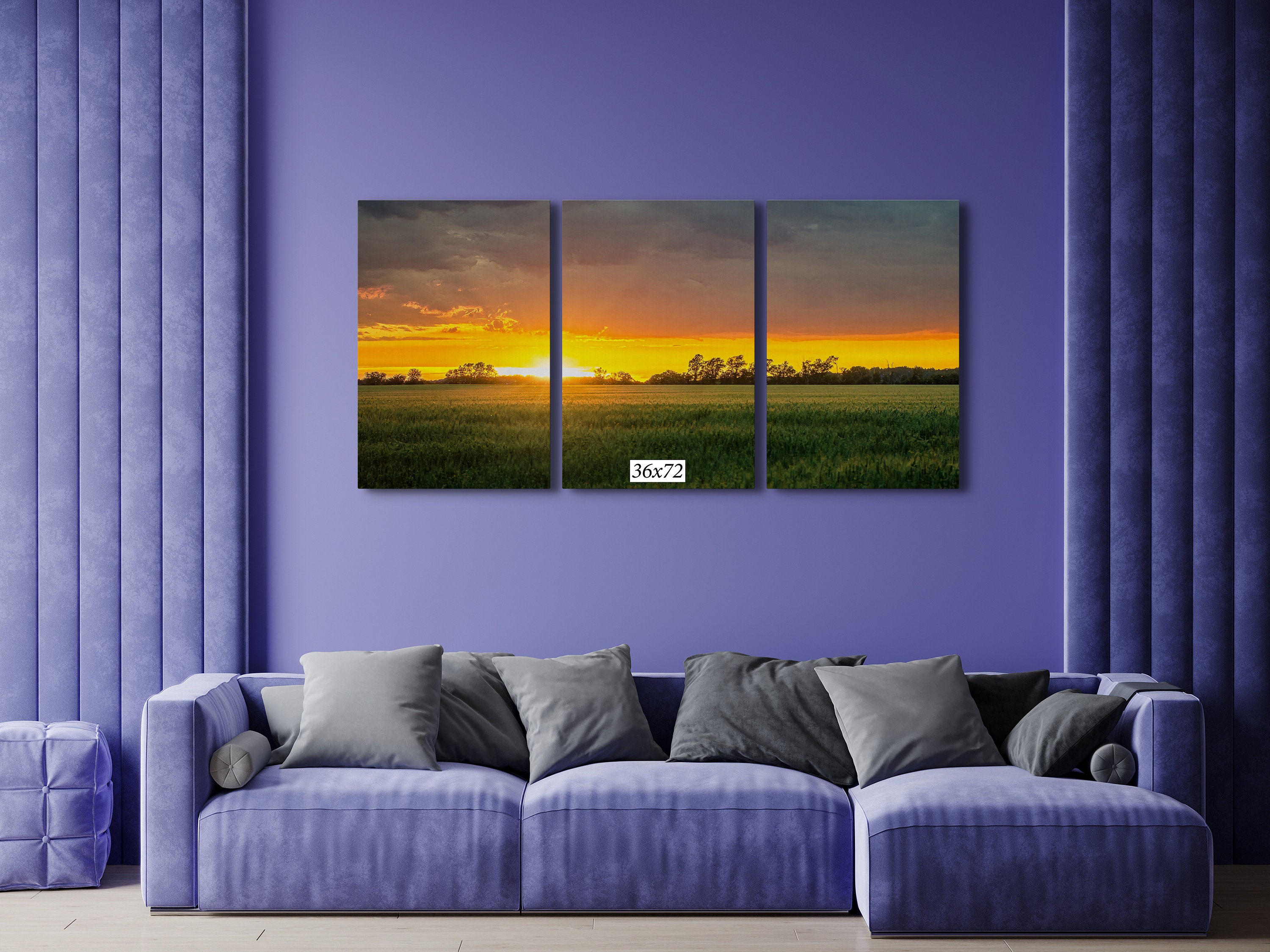 Sunset Sunrise Canvas Wall Art Print Landscape Stormy Sky Acrylic ...