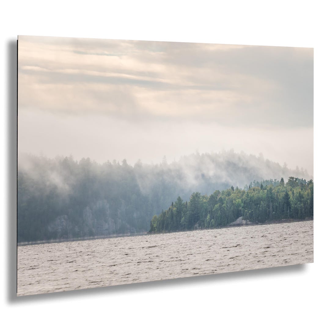 Windy Lake Northern Ontario Island Fog Clouds Moody Trees Water Canvas ...