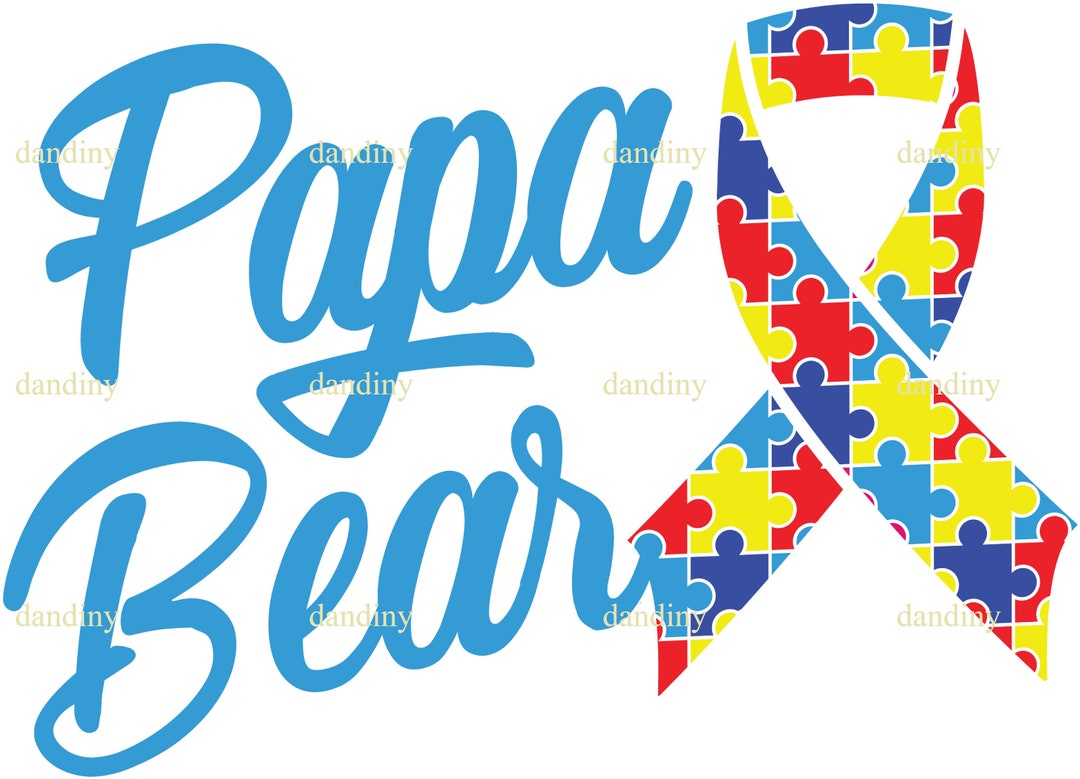 Autism Daddy Shirt Sublimation Png Papa Bear Png 4 Color - Etsy