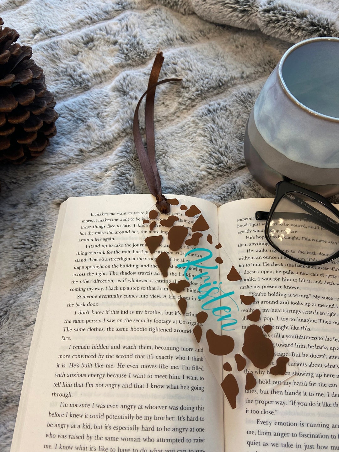 Brown Cow Print Bookmark - Personalized - Etsy