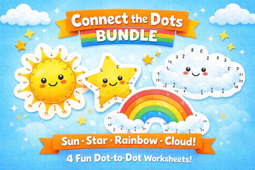 Connect the Dots Printable Bundle for Kids: Counting 1-25 Activity ...
