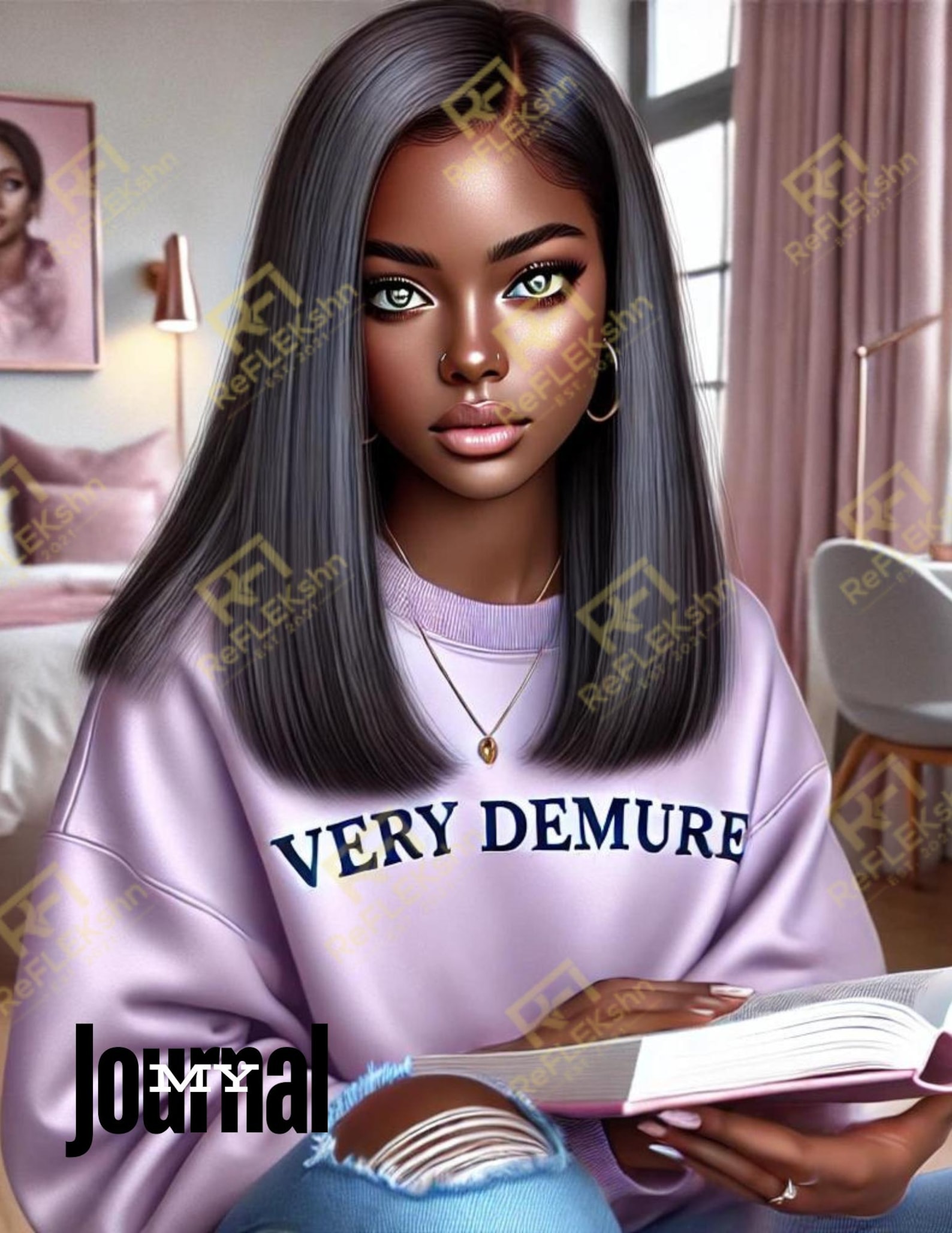 Black Woman Journal Cover: Demure Planner Design (PNG, PDF) - Etsy