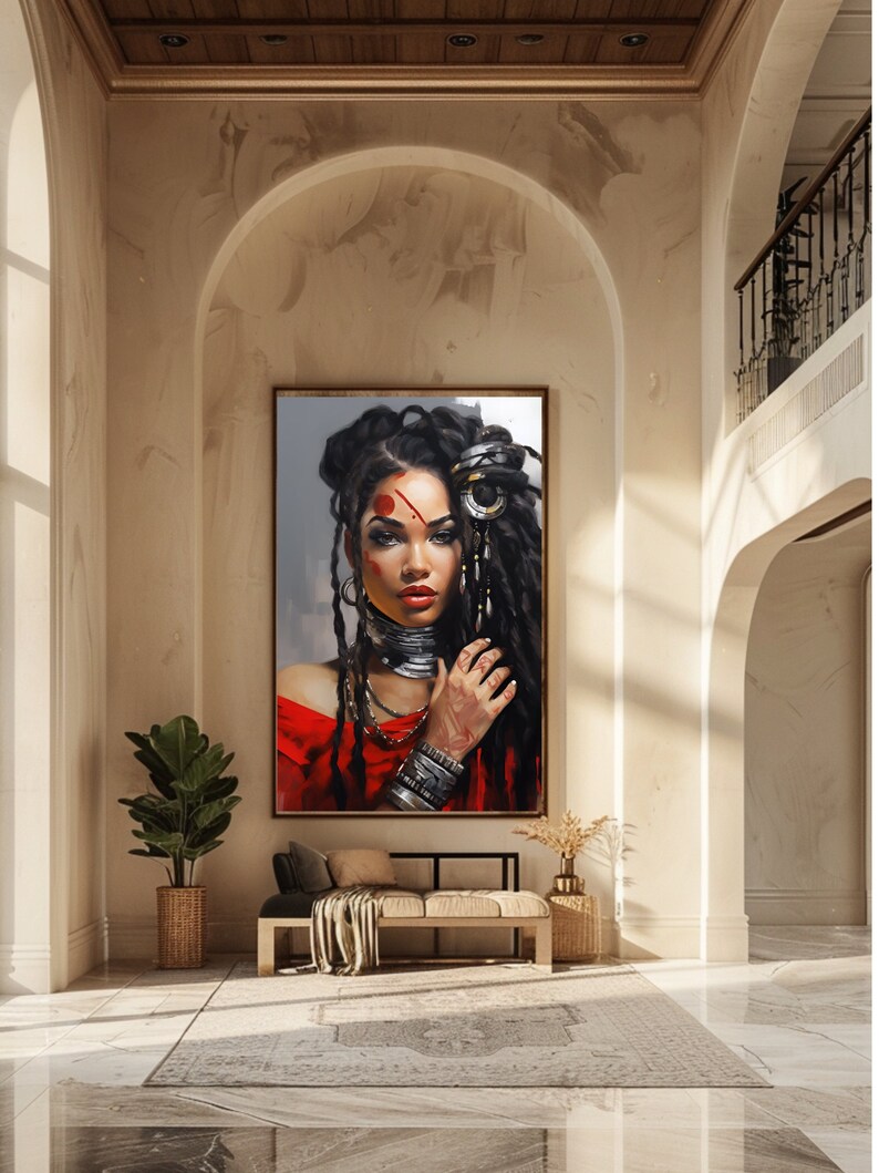 Silver Adorned Serenity, African American Canvas Wall Art Young Black Girl Graffiti Pretty Girl ...