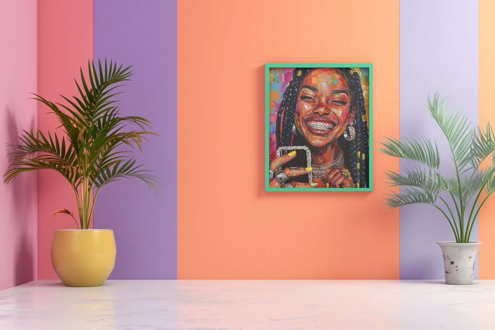 Bohemian Girl Portrait: Colorful Acrylic Painting (digital Download) - Etsy