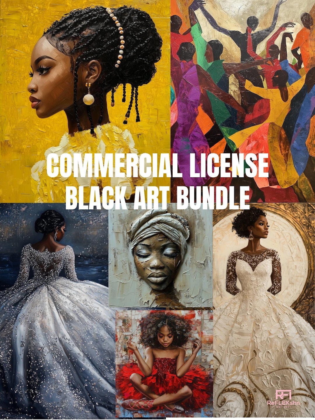 Commercial License: Black Art Collection - 150+ Digital Prints (instant ...