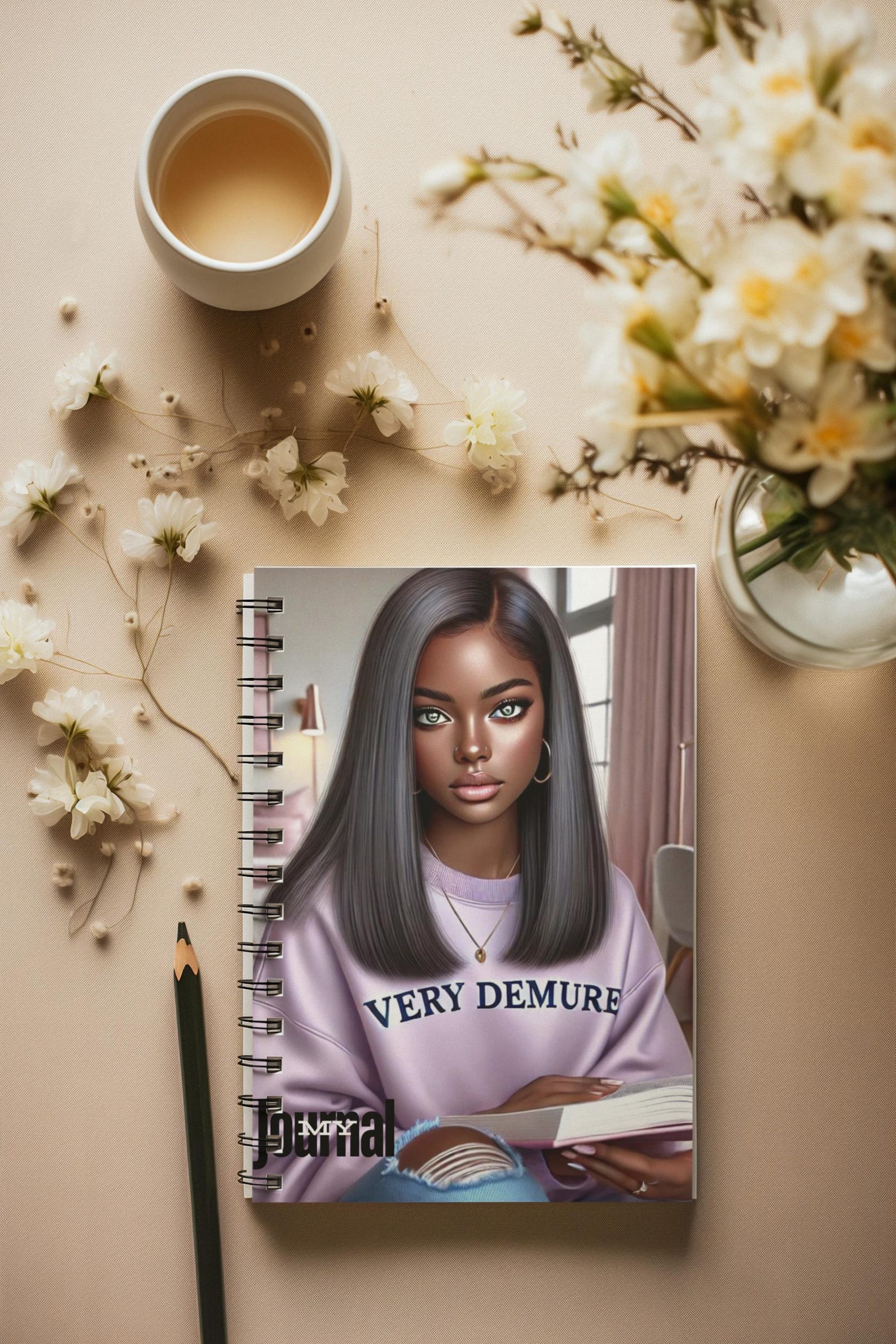 Black Woman Journal Cover: Demure Planner Design (PNG, PDF) - Etsy