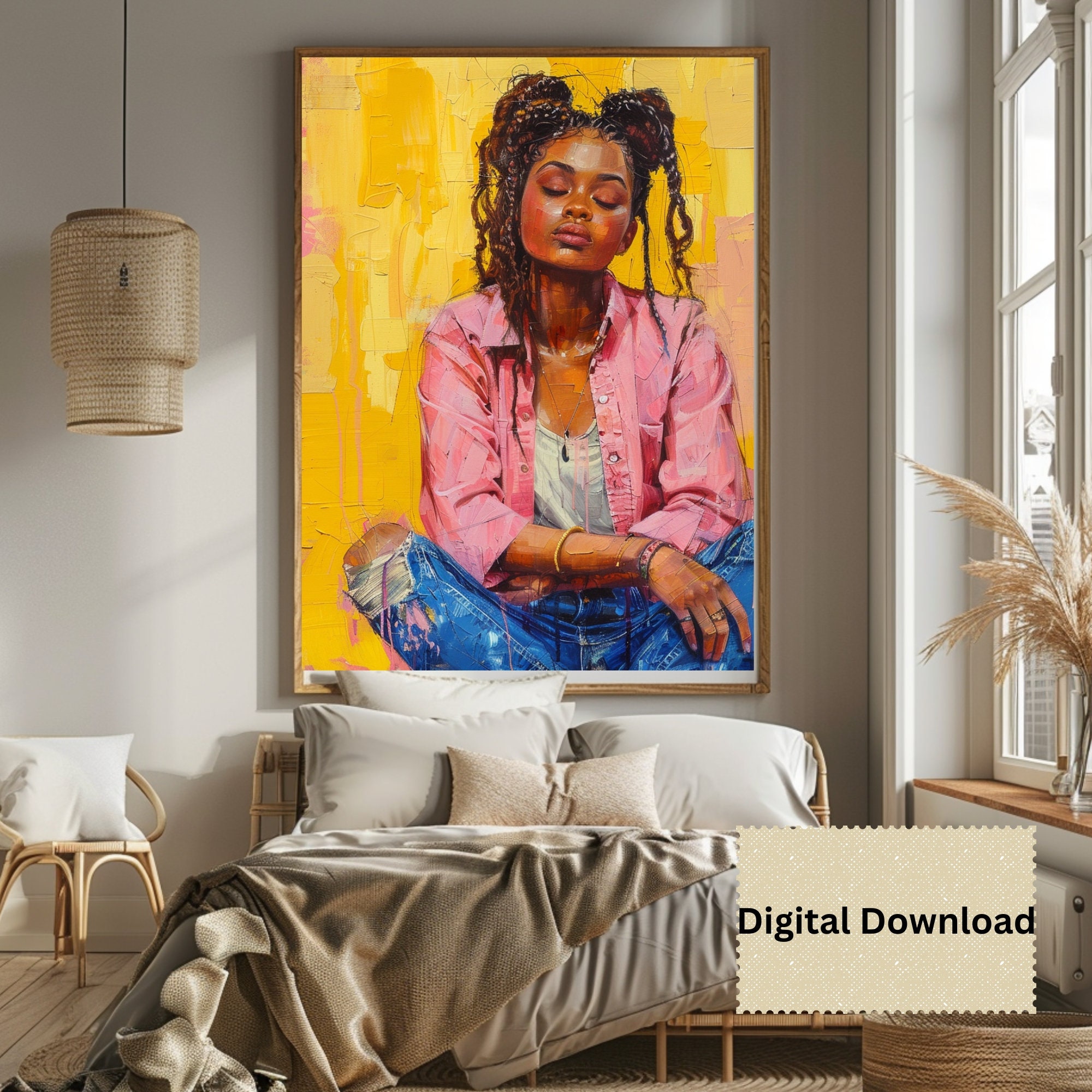 Silver Adorned Serenity, African American Canvas Wall Art Young Black ...