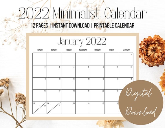 Cute January 2022 Calendar Black And White