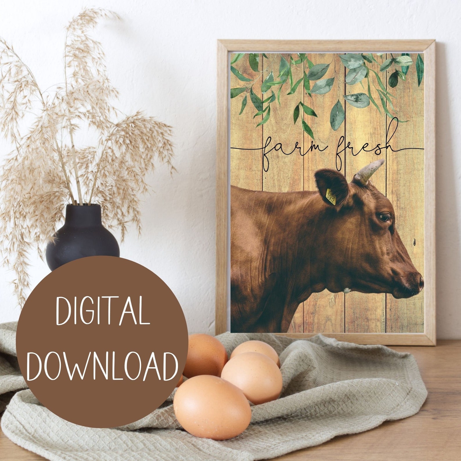 Farm Fresh Wall Decor Farmhouse Decor Highland Cow Long - Etsy