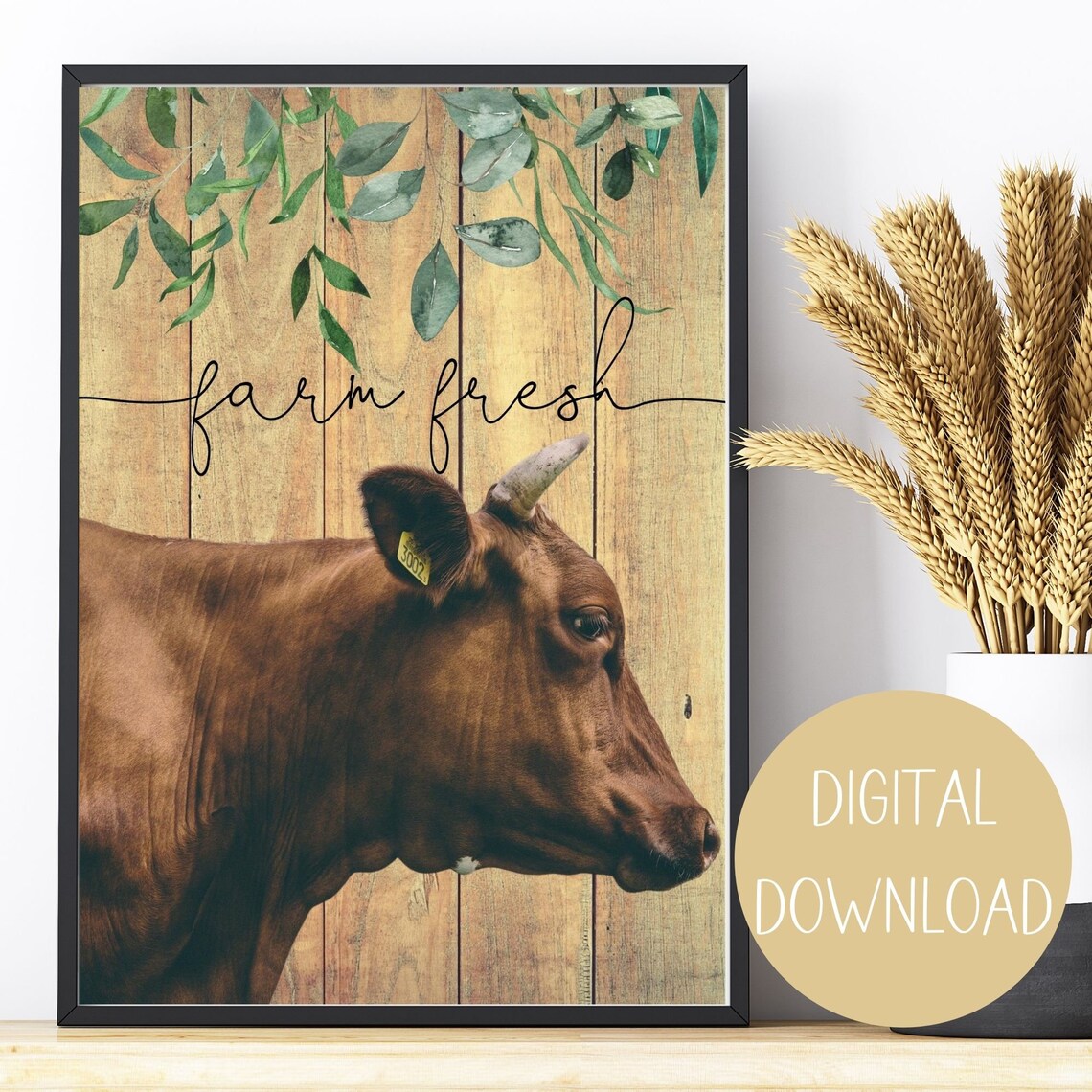 Farm Fresh Wall Decor Farmhouse Decor Highland Cow Long - Etsy