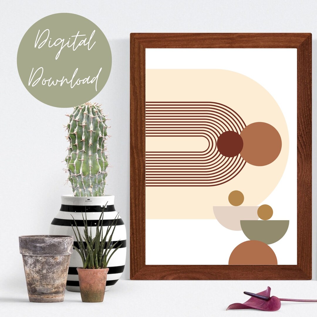 Abstract Boho Art Print Printable Wall Art Boho Hippie Earth Tones ...