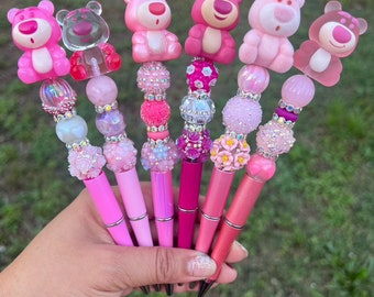 Lotso Bear Beaded Pen: Handmade Character Pen With Rhinestones - Etsy