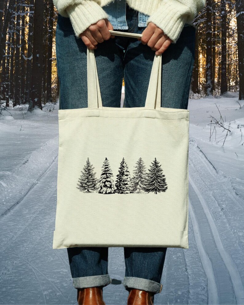 Winter Wonderland Scenic Tote Bag | Cute Christmas Market Bag | Holiday ...