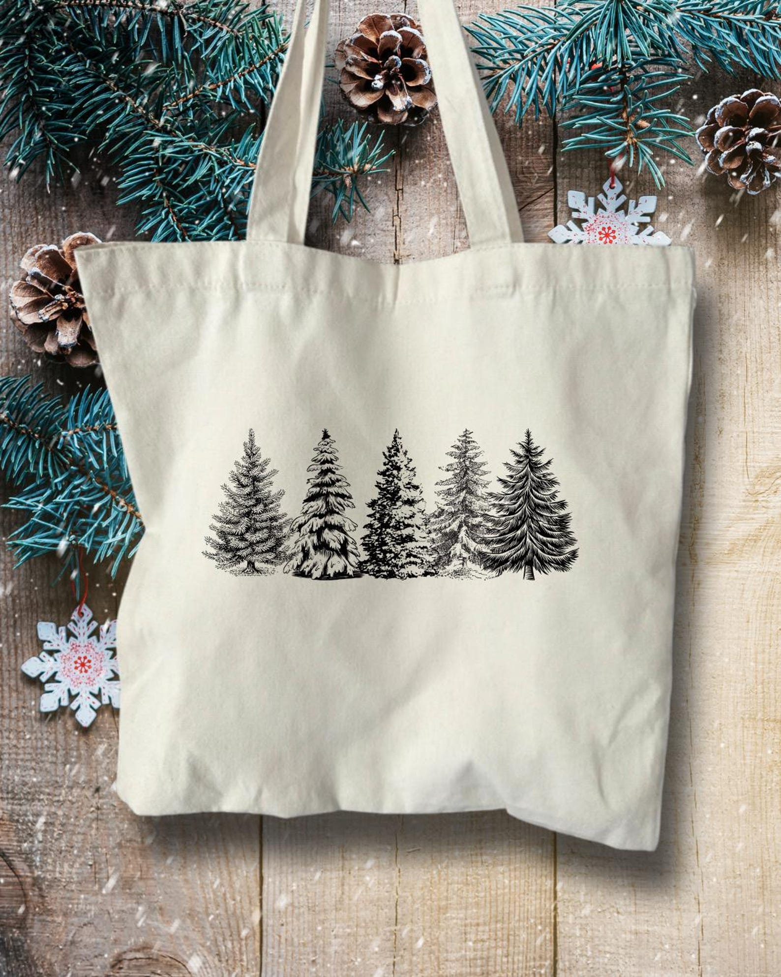 Winter Wonderland Scenic Tote Bag | Cute Christmas Market Bag | Holiday ...