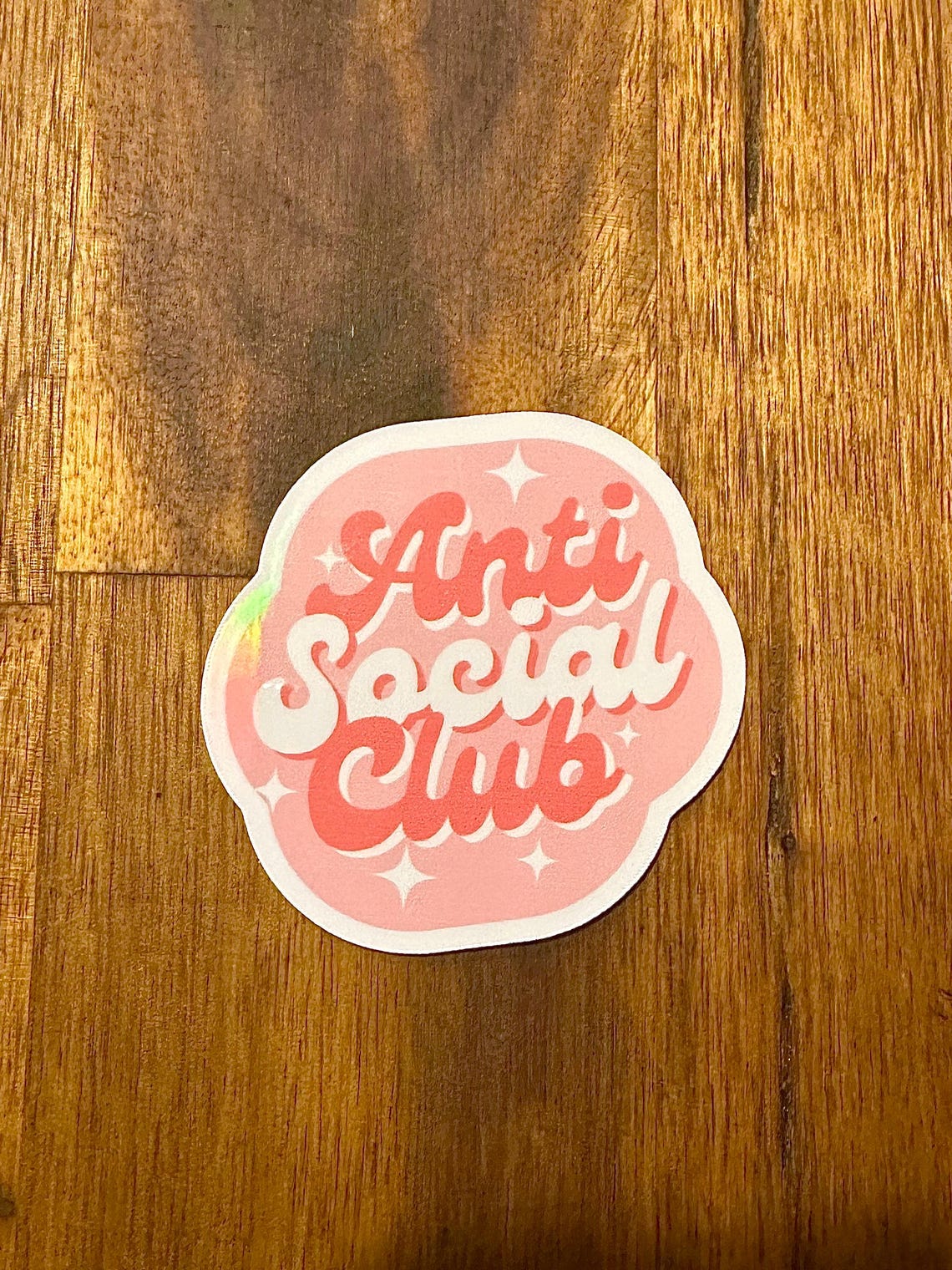 Anti Social Club Holographic Sticker | Cute Pink Stickers for Socially ...
