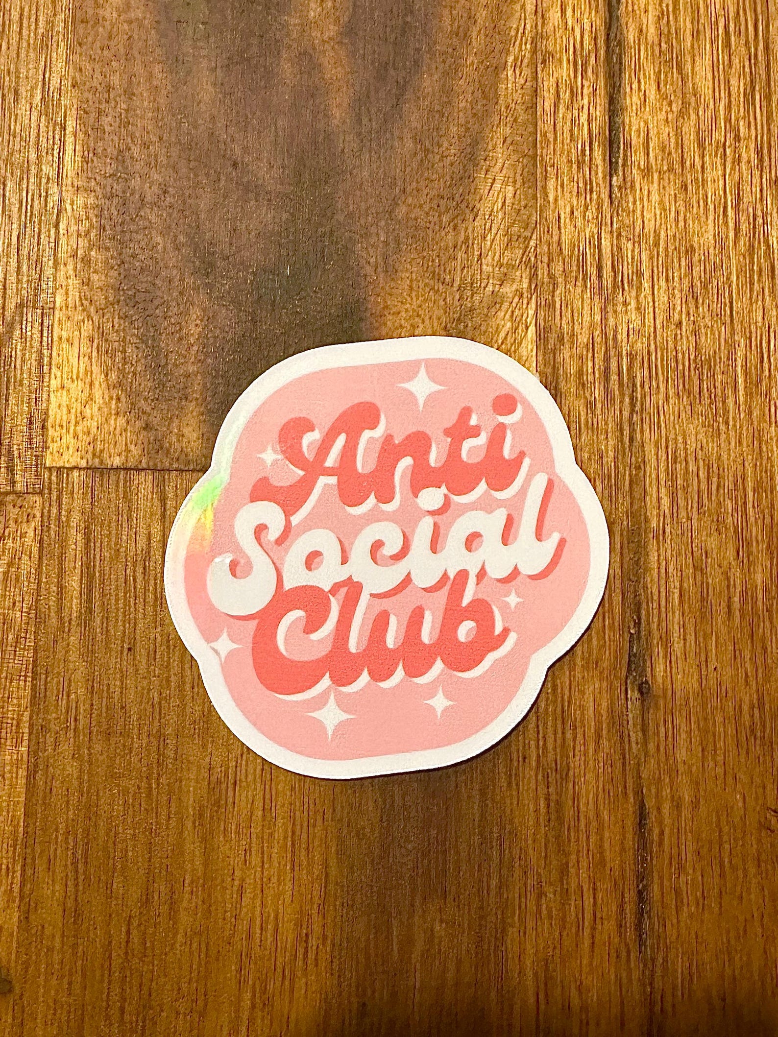 Anti Social Club Holographic Sticker | Cute Pink Stickers for Socially ...