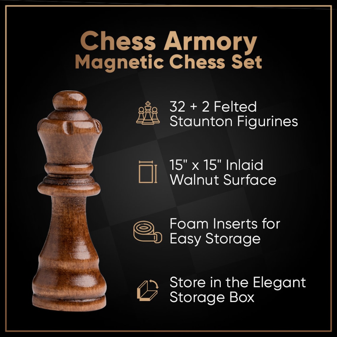 Chess Armory Magnetic 15 Inch Wooden Chess Set With Walnut & - Etsy