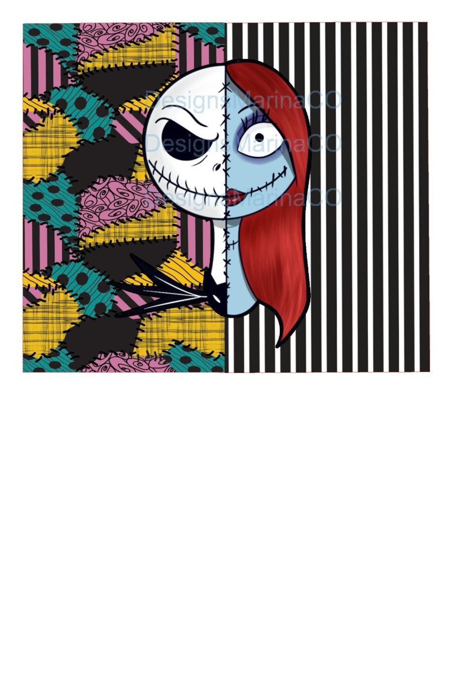 Jack y Sally se dividen cara PNG - Etsy México