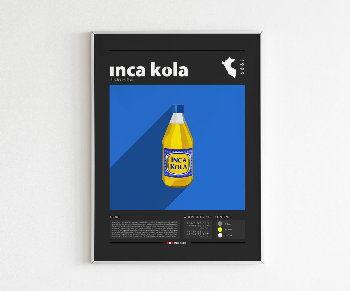Inca Kola Poster Cocktail Print Peru Poster Retro Poster - Etsy