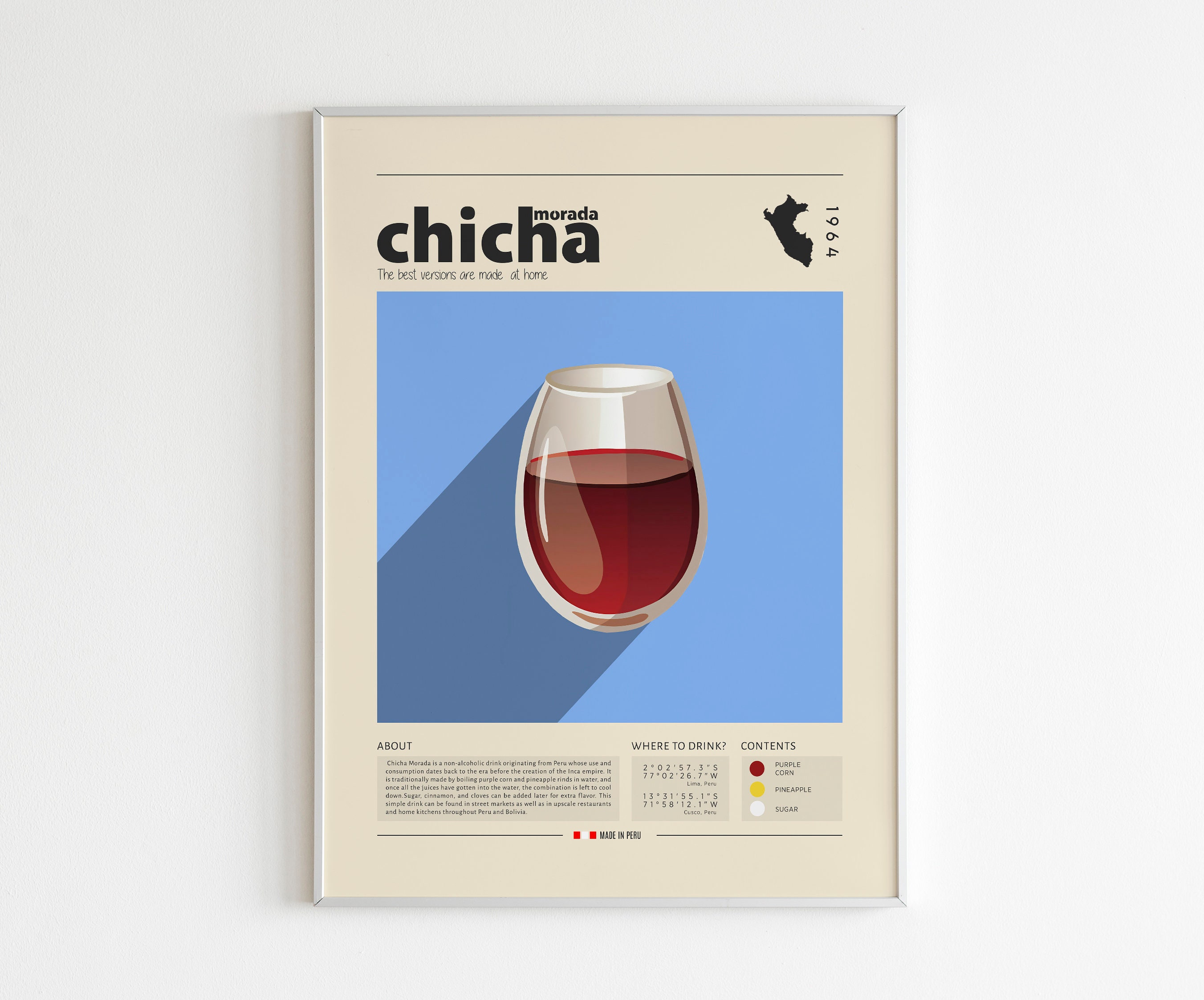 Chicha Morada Poster Cocktail Print Peru Poster Retro - Etsy
