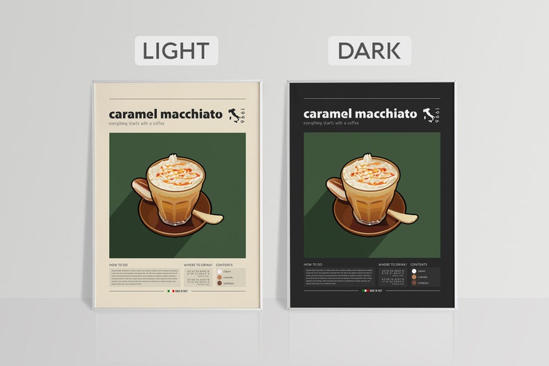 Caramel Macchiato Poster Coffee Print Italian Coffee Retro | Etsy