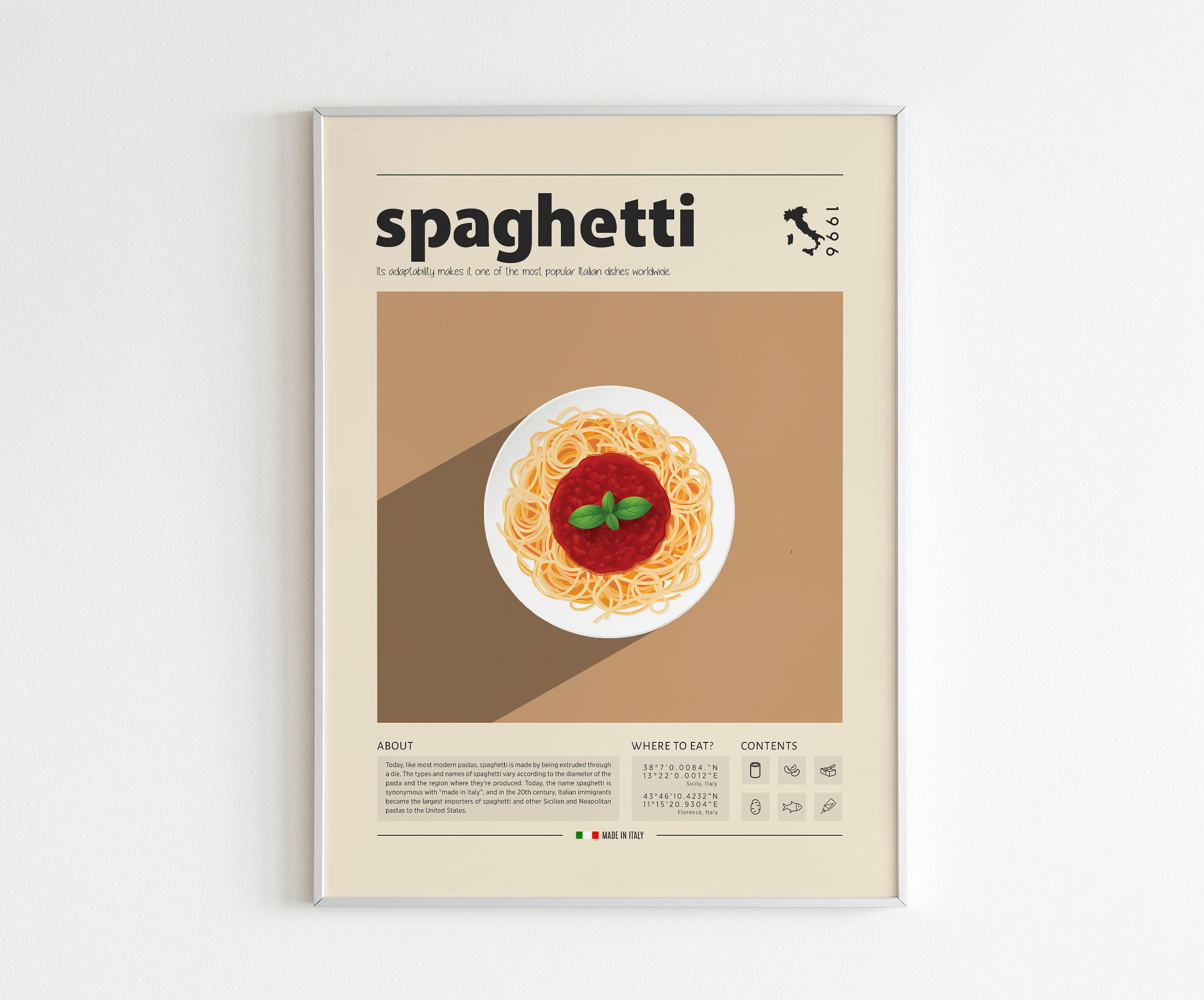 Spaghetti Poster Food Print Italian Food Retro Poster - Etsy